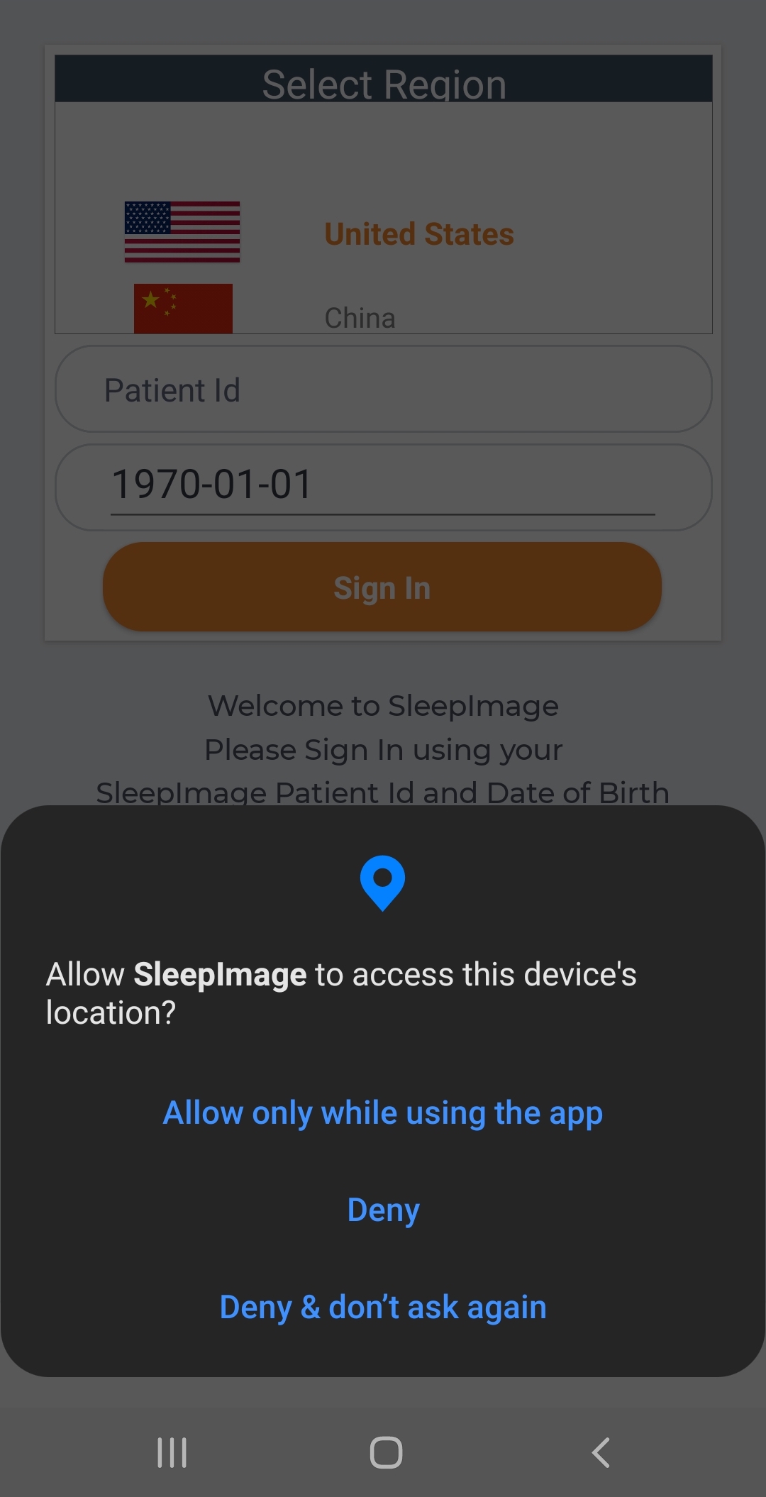 Android Permission Prompt – SleepImage